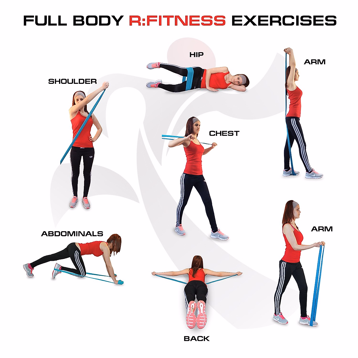 Furinno RFitness Professional Training Resistance Band 4-PC Set, RF1501