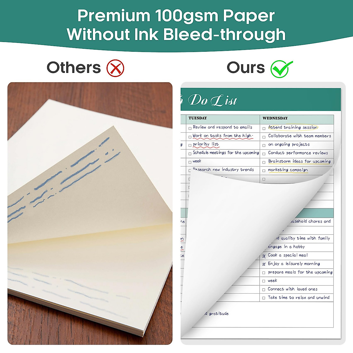 Weekly To Do List Notepad with 52 Tear Off Sheets（8.5"×11"）- Undated Weekly Desk Planner for Women & Man,Work and Home-Greenery Sway