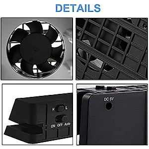 Linkhood Cooling Fan for PS4 PRO, USB External Cooler 5 Fan Turbo Temperature Control Cooling Fans for Sony Playstation Pro Gaming Console