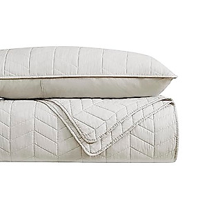 Beige 100% Cotton Quilt California Cal King Size Bedding Sets with Pillow Shams, White Oversized Lightweight Soft Bedspread Coverlet, Tan Cream Bed Cover for All Season, 3 Pieces, 118x106 inches