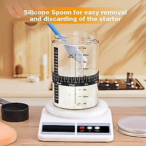 Aofmee Sourdough Starter Jar, 36oz Large Capacity Sourdough Jar Wide Mouth -Gift Ideal for Beginner Sourdough Bakers, Reusable Sourdough Starter Kit - Easy to Use & Clean (Blue)