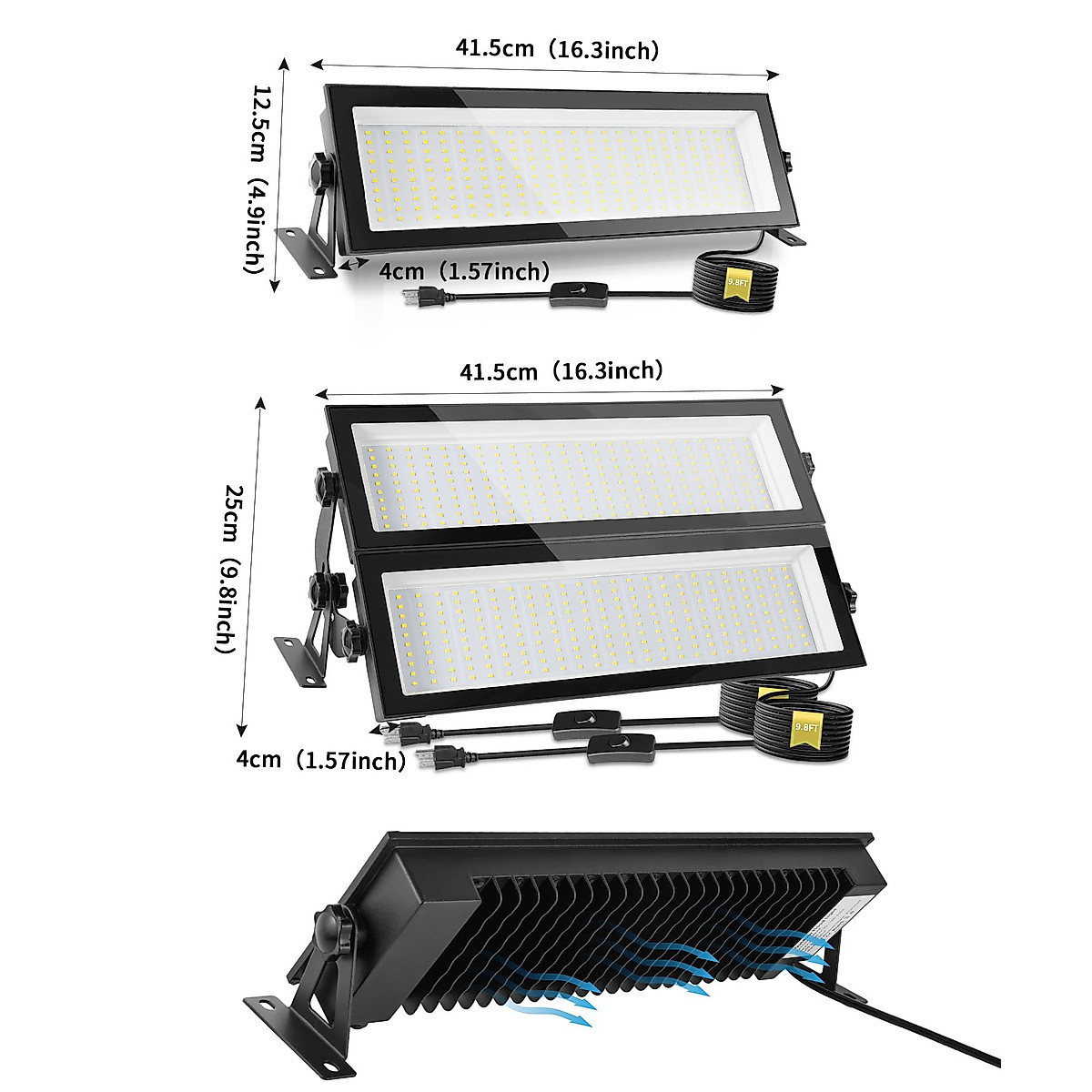 150W LED Shop Lights for Garage 1000W Equiv, 18000lm Very Bright LED Work Light, IP66 Waterproof Outdoor Flood Light with Plug, 5000K White High Bay Light for Workshop Yard Garage Factory (2 Pack)