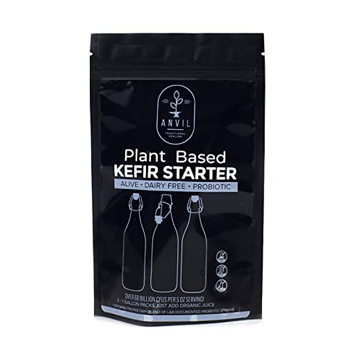 Anvil Traditional Healing Homemade Probiotic Kefir Starter Culture Kit - Non-GMO, Organic, Vegan, Pure & All Natural - High In dose, Grow your own probiotic | Produces 12 Quarts/3 Gallons Per Pack