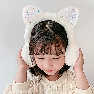 XIAOHAWANG Winter Earmuffs for Kids Girl Warm Ear Muffs Baby Boy Plush Padded Ear Warmer (C-LIGHT PINK)