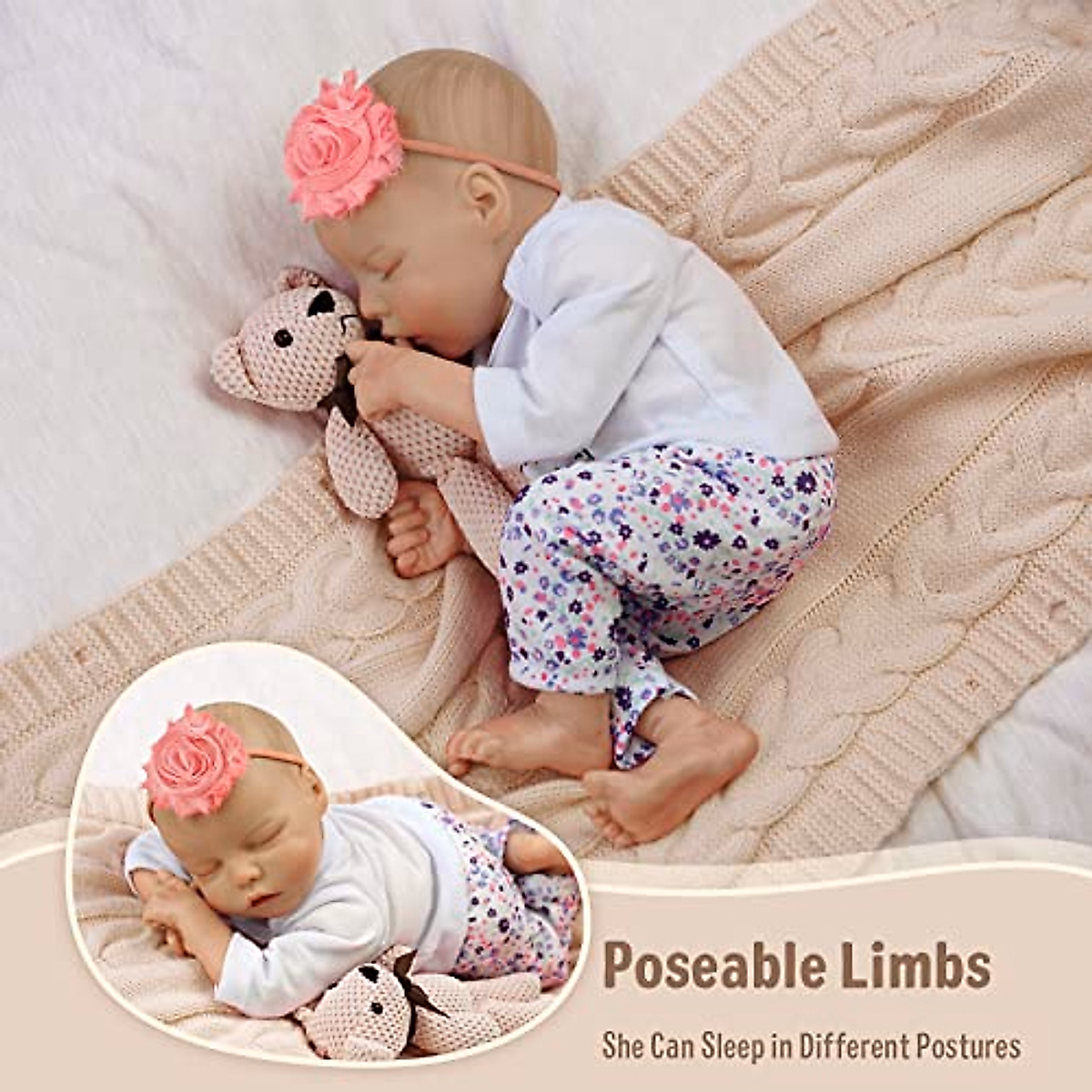 JIZHI Lifelike Reborn Baby Dolls - 17-Inch Baby Soft Body Realistic-Newborn Baby Dolls Full Vinyl Body Poseable Real Life Baby Dolls Girl with Feeding Kit Gift Box for Kids Age 3+