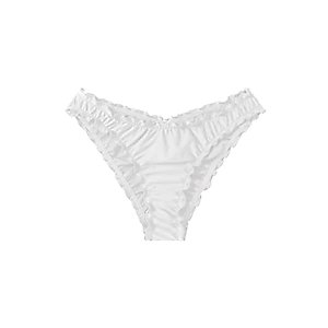 SheIn Women's Ruffle Bikini Bottom Ruched Swimsuit Bottom Solid Swim Briefs White X-Small