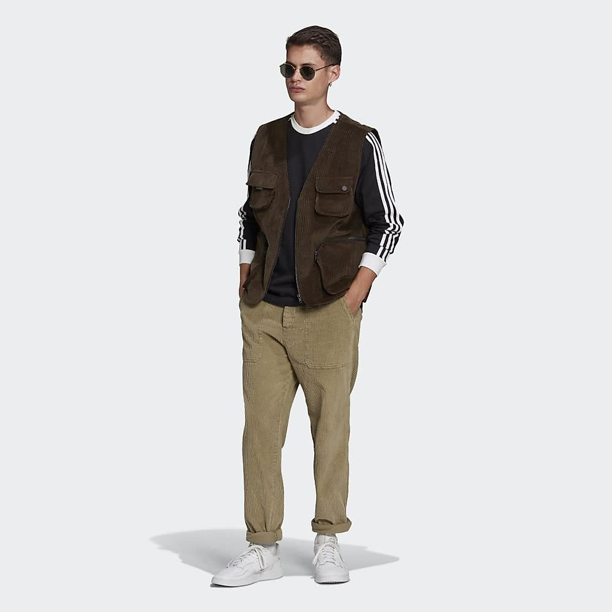 adidas Originals,mens,3-Stripes Long Sleeve Tee,Black,Small