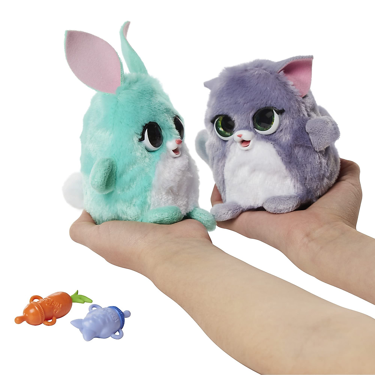 FurReal Fuzzalots Kitty and Bunny Color Change Interactive Feeding Toy, Lights and Sounds, Ages 4 and Up