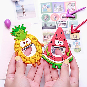 Refrigerator Magnet Silicone Metal Bottle Opener for Beer Coke Bartender Kitchen Barware Metal Novelty Cute Fun Shape (Pineapple)