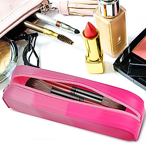 Silicone Pencil Case Pouch Bag Candy Color Pencil Case Cute Pen Case Silicone Pencil Case Small Cute Aesthetic Zipper Pencil Pouch for Travel Cosmetics Makeup (Pink)