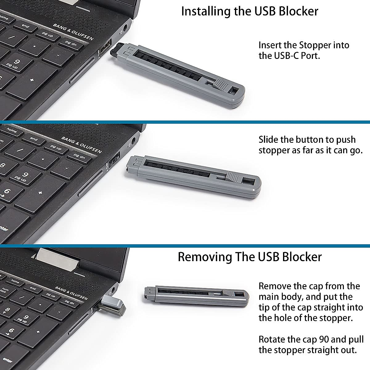6 Piece USB Type A Port Secruity Blocker with Removal Tool