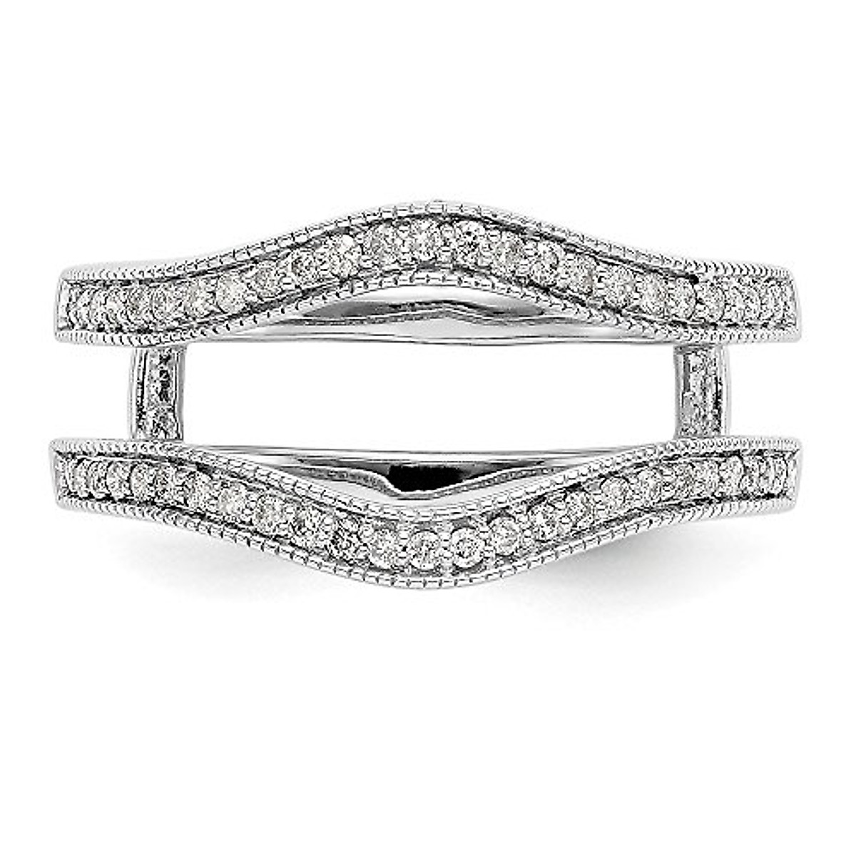 Solid 14K White Gold Engagement Wedding Ring Diamond Guard Size 7.5 (.24 cttw.)