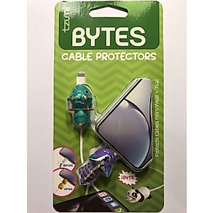 Tzumi Bytes Cable Protectors for iPhone/iPad USB Cable, Cute Animals Charging Cable Saver, Phone Accessory Protect USB Charger (Green Dragon and Purple Monsters)