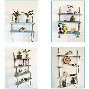 OWUV Hanging Shelf for Wall, Modern Creative Bookshelf, Decorative Wall Shelf, Floating Shelf, Green/Blue/Pink/White/Yellow/Gray, 1/2/3/4 Layer