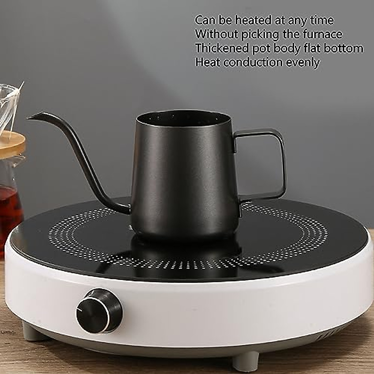 Long Mouth Coffee Kettle,Household Stainless Steel Gooseneck Narrow Spout Coffee Kettle Tea Kettle Long Spout Kettle Coffee Kettle for Home Dessert Shop Cafe Office (Black 600ml)