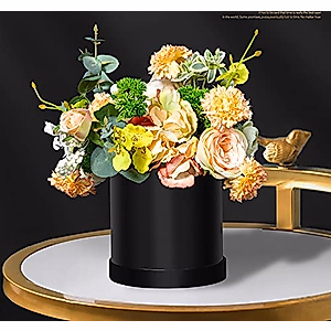 Round Box for Flower Packaging Luxury Paper Cardbord Boxes with Lids for Valentine's Day Wedding DIY Decoration Jewelry Storage Accessories (Black)