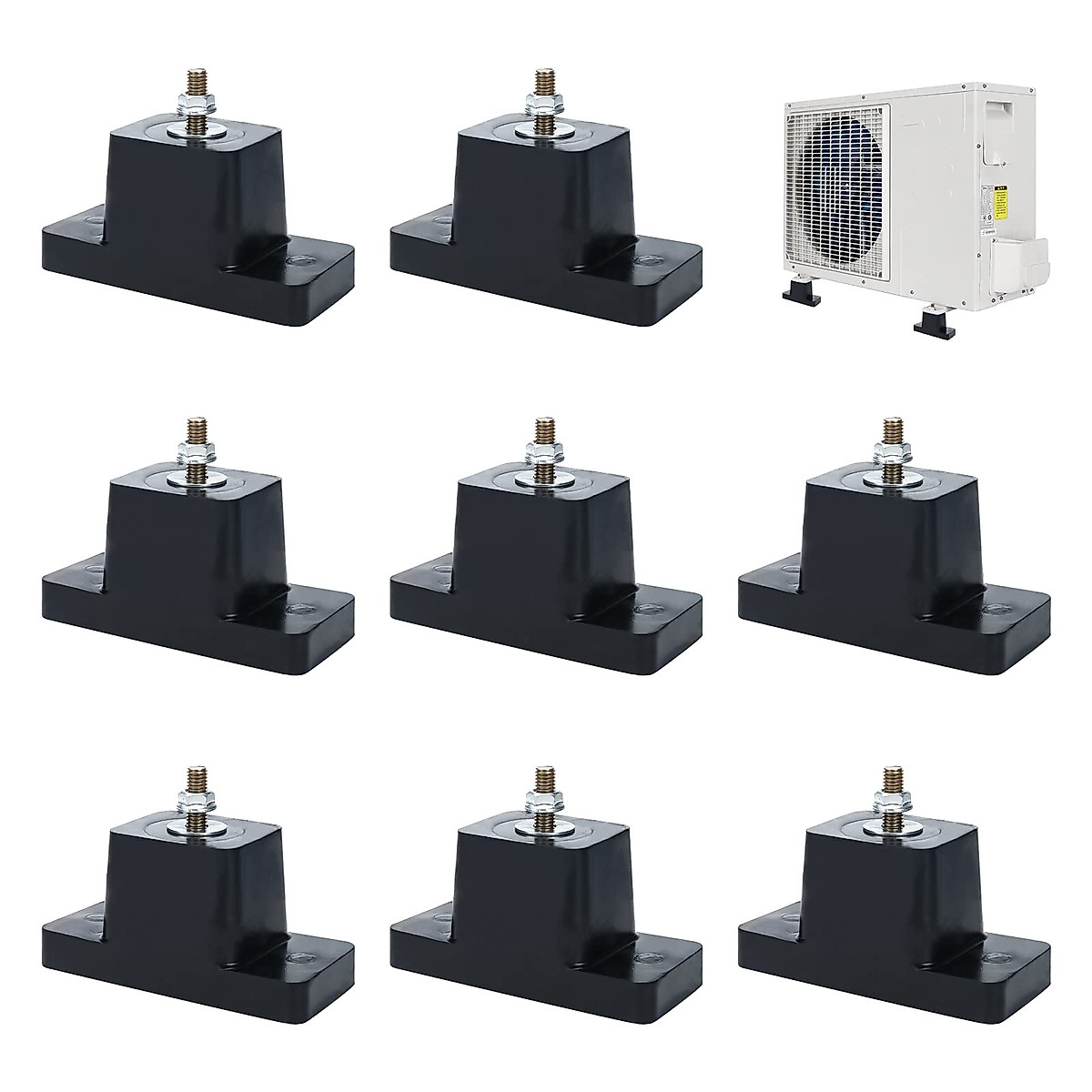 Patioer Air Conditioner Shock Pad 8 Pack, Rubber Vibration Isolator Anti-Vibration Air Conditioner Mounting Bracket Shock-Proof Pads