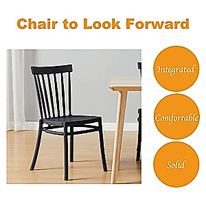CangLong PP School House Back Armless Dining Side Chair for Dining, Living Room,Bedroom, Kitchen, Set of 2, Black
