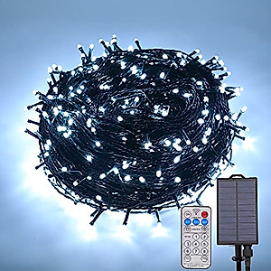 GNIXLING 393.7ft 1000 LED White Christmas Lights Outdoor, Waterproof Solar String Lights for Wedding Garden Patio Restaurant Hotel Commercial Building Shopping Center Christmas. (White)