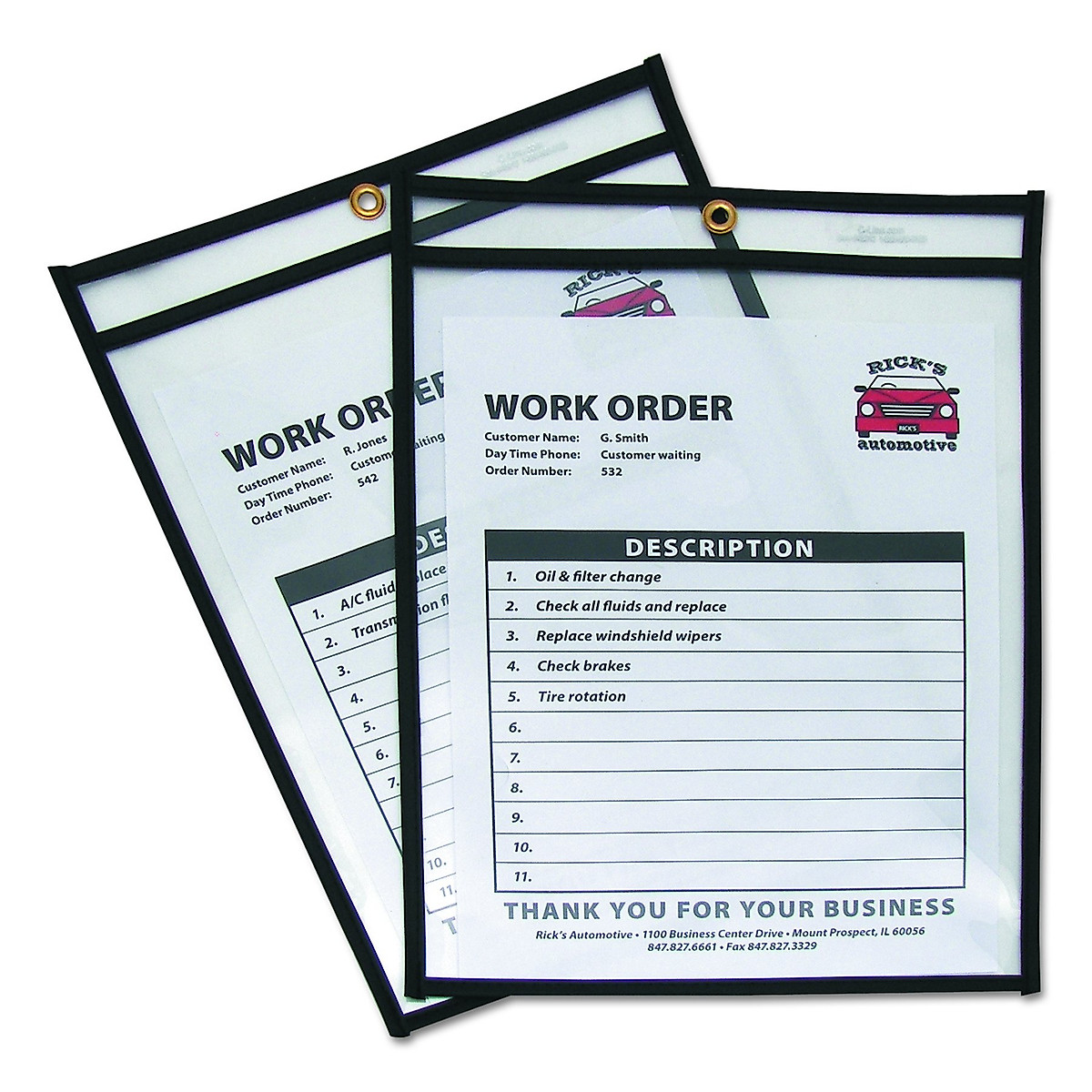 C-Line Stitched Shop Ticket Holders, Both Sides Clear, 9 x 12 Inches, 25 per Box (46912)