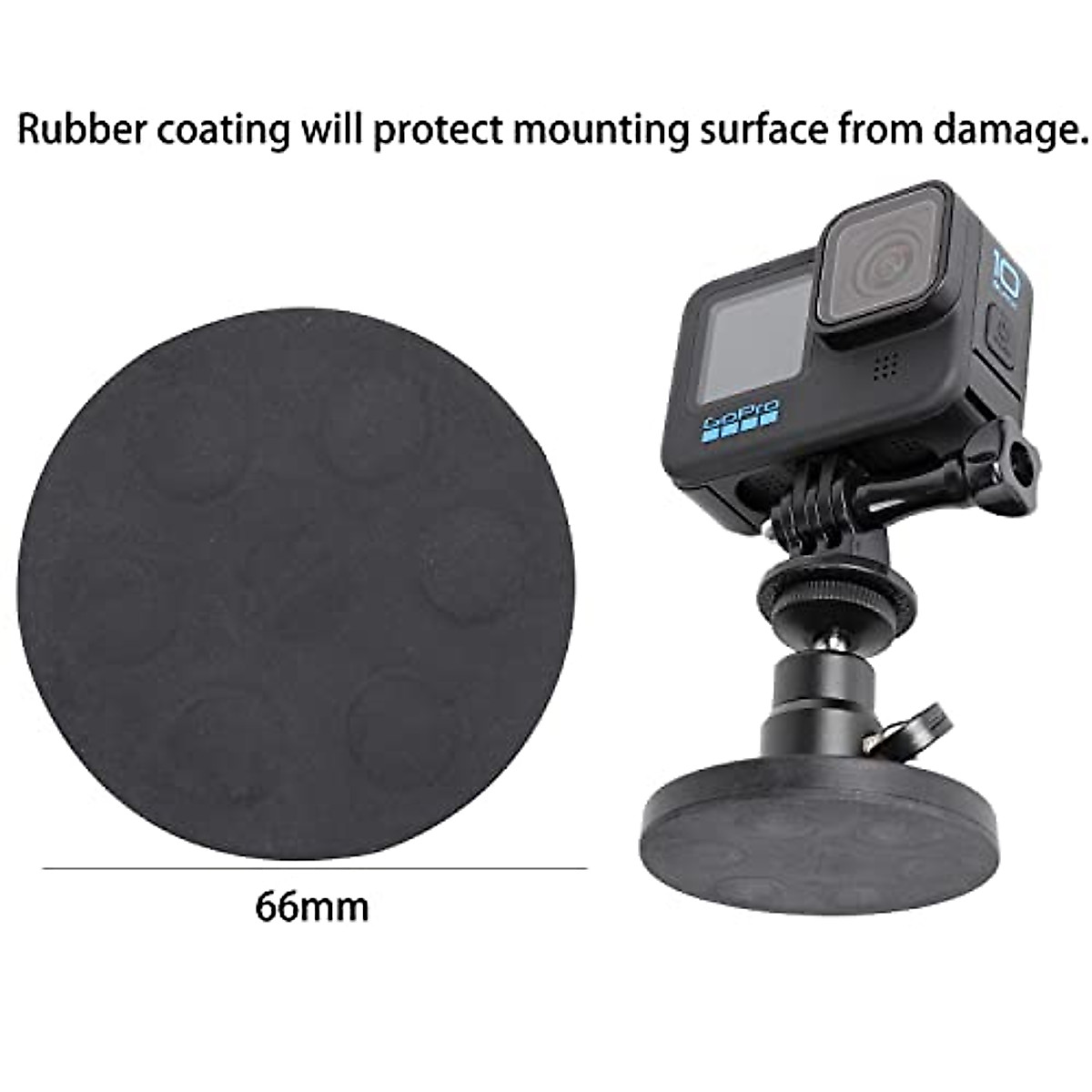 PellKing Magnet Camera Mount for GoPro Insta360 Akaso DJI Action ,with Rotation Ball Head Super Strong Rubber Coating Neodymium Magnet for Car, Attaches to Steel or Other Magnetic Surfaces