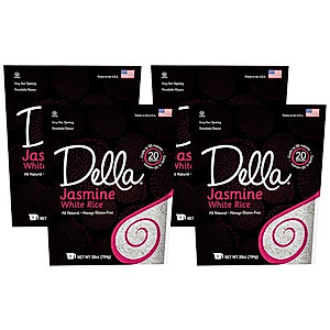 Della Rice Jasmine White Rice, 28 Oz, (Pack of 4)