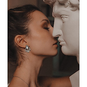 FENBORY Vintage Style Black Grey Rhinestone Earrings, Crystal Cluster Drop Earrings, Eco-friendly Alloy Plated Gold, Hypoallergenic