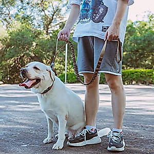 EXCELLENT ELITE SPANKER Tactical Bungee Dog Leash Military Adjustable Dog Leash Quick Release Elastic Leads Rope with 2 Control Handle(Coyote Brown)