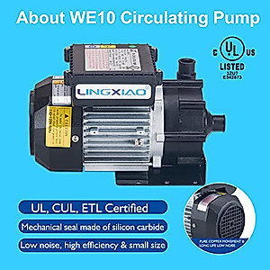 LINGXIAO WE10 SPA Circulation Pump, Hot Tub Circulation Pump, LX Pump Motor 115V, 0.25HP, 3/4" Port Compatible with OEM E5/E10 - Model: WE10(115V)