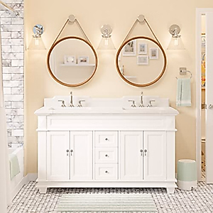 Kitchen Bath Collection Elizabeth 60-inch Double Bathroom Vanity (Quartz/White): Includes White Cabinet with Stunning Quartz Countertop and White Ceramic Sinks