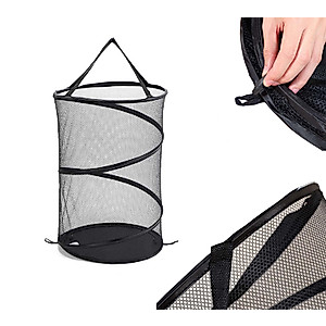 Kamuavni Pop Up Laundry Basket Round Mesh Dirty Clothes Basket Clear Net Laundry Pop Up Circular Collapsible Round Mesh Laundry Baskets 15.7 * 24inch