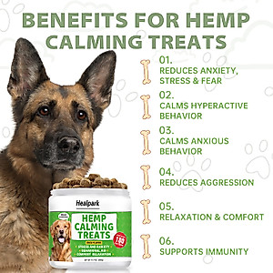 Hemp Calming Chews for Dogs with Anxiety and Stress - Dog Anxiety Relief, Separation, Storms, Barking - Melatonin, Hemp Oil, Valerian Root, L-Tryptophan, Chamomile -180 Dog Calming Treats - Duck