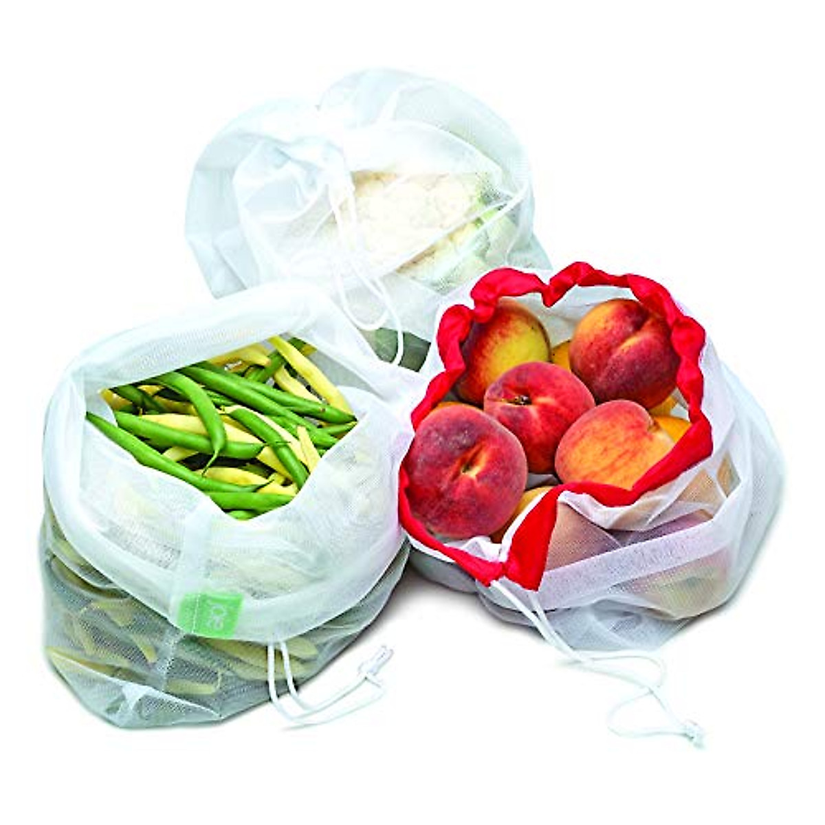 Joie Reusable Produce Bags 5pc Set, Sustainable, Nylon, Mesh, Machine Washable, Eco-Friendly