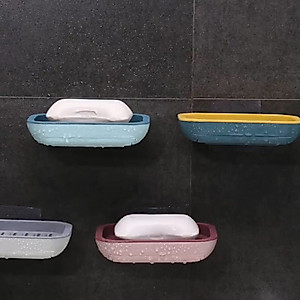 XIACIBDUS 4PCS Soap Dish, Soap Holder for Bar Soap, Soap Saver with Removable Drip Tray, Shower Soap Holder with 4 Foaming Mesh for Shower Wall Bathroom