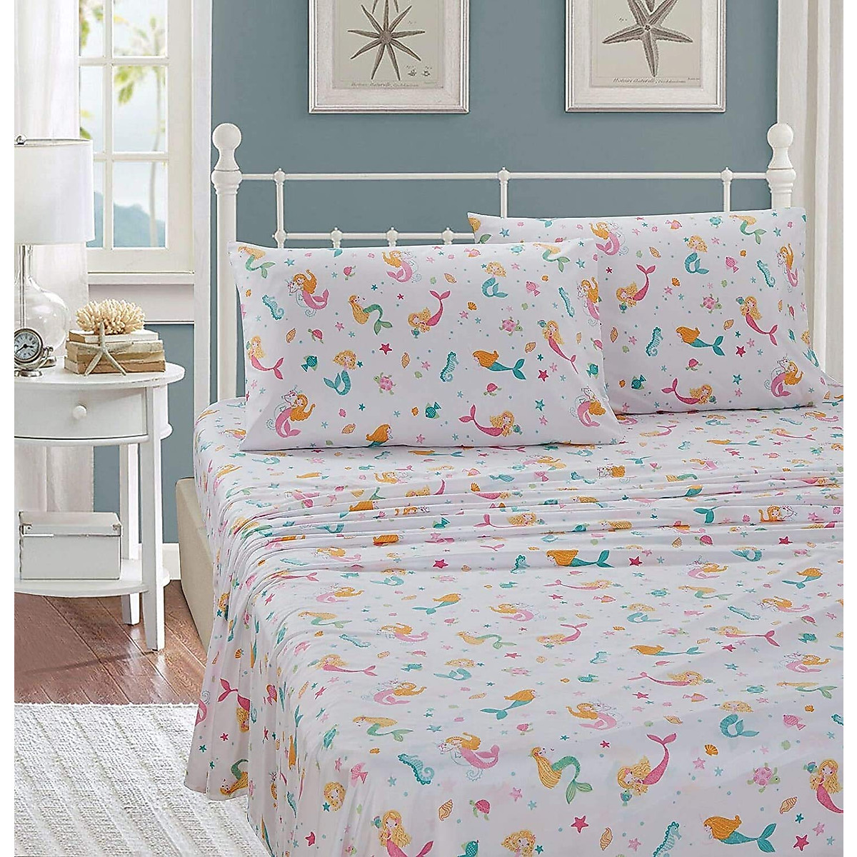 Size Sheet Set Pink Mermaid For Girls/Teens Mermaids Shells Fishes Turtles New # Pink Mermaid (Twin)