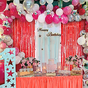 Accevo Red Party Streamers 3Pack Metallic Foil Fringe Curtains Streamers 3.3x8.2 Tinsel Streamers for Parties Valentine's Day Christmas Carnival Xmas New Year Decorations Casino Theme Party Decor