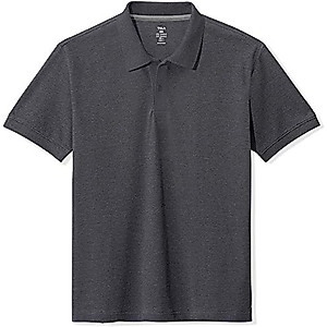 TSLA Men's Cotton Pique Polo Shirts, Classic Fit Short Sleeve Solid Casual Shirts, Performance Stretch Golf Shirt, Cotton Blend Polo Charcoal, X-Large