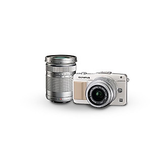 Olympus E-PM2 16MP Mirrorless Digital Camera with 14-42mm and 40-150mm Two Lens Kit (White) (Old Model)