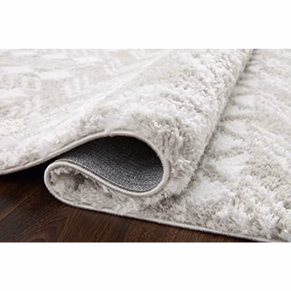 Loloi II Bliss Shag Grey/White 5'-3" x 7'-6" Area Rug