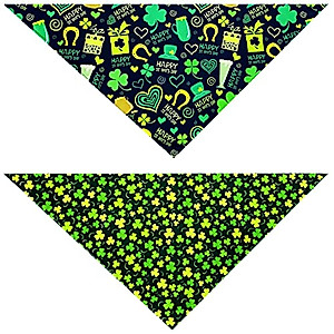 St. Patrick's Day Dog Bandanas: Holiday Puppy Bandanas Pet Party Scarf Triangle Bibs Handkerchief for Small Medium Large Breed Dogs Gift