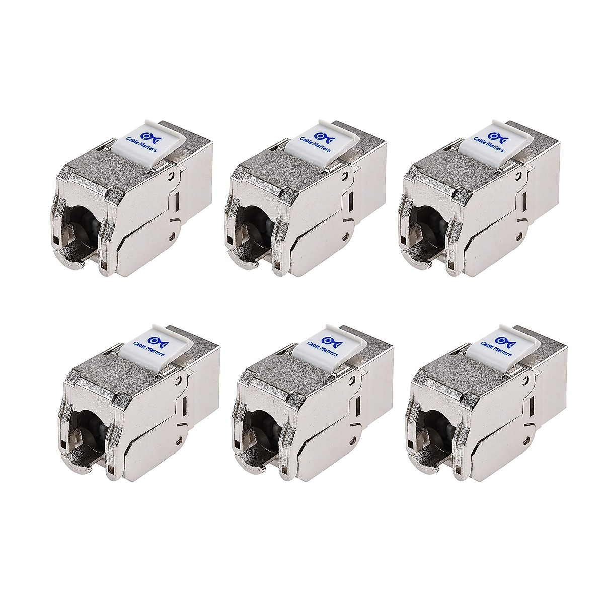 Cable Matters UL Listed 10Gbps 6-Pack RJ45 Shielded Cat6A / Cat6 Keystone Jack with Integrated Shutter