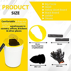 BEHYSH Mouse Trap Bucket Lid Reinforced with Greater Stability and Security - Reusable Smart Mice Trap Multi Catch - Kit Rat Trap Bucket lid Magic Reset Auto Flip and Slide - Double Coated ​Gloves