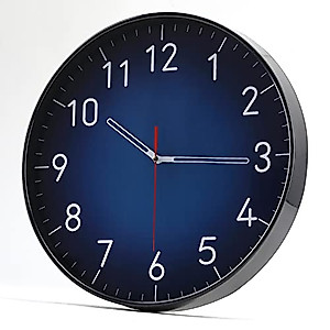 Wall Clock Blue 12 Inch,Modern Round Silent Non-Ticking Nattery Operated and Apply to Bedroom Living Room Study Room and Offiec Decor