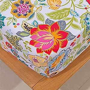 Bedlifes King Sheet Sets Ultra Soft Breathable Silky Flower Bed Sheets Deep Pocket 100% Microfiber Bedding Sheets 4 Piece King Size Floral Spring