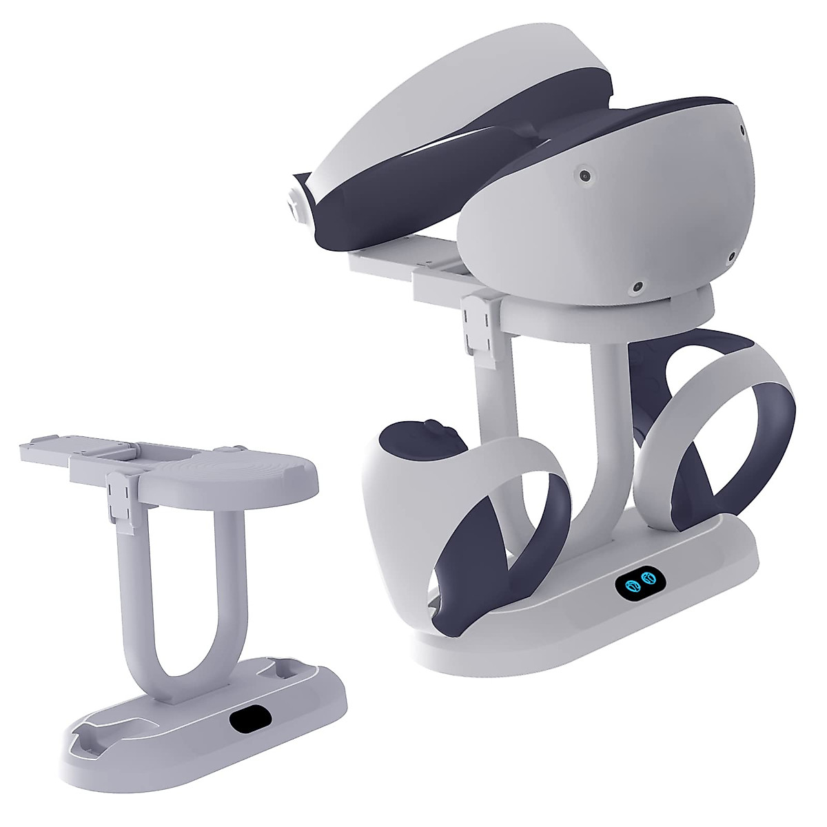 Babaliya Handle Charging Station for PS VR2, Stand Controller Charging Stand with Glasses Stand Display Lamp for PS5 VR, Handle Charging Base Seat with Stowable Glasses Bracket Game Accessories