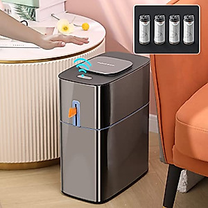 MOPUP Touchless Bathroom Trash Can, 4 Gallon Narrow Metal Automatic Privacy Garbage Cans,Motion Sensor Waterproof Trash Bin for Bedroom,Office,Toilet,RV