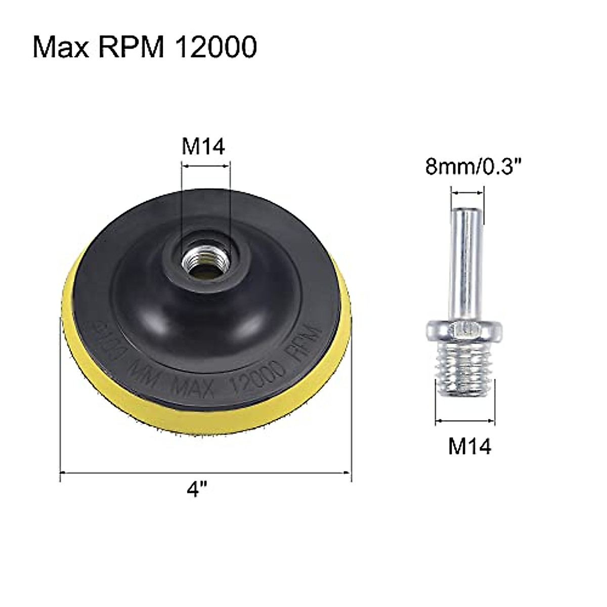 uxcell 4 Inch 10000 Grit Diamond Wet Polishing Pad Set, for Stone Concrete Marble Grinder or Polisher, with M14 Hook and Loop Backing Holder Pad Connecting Rod