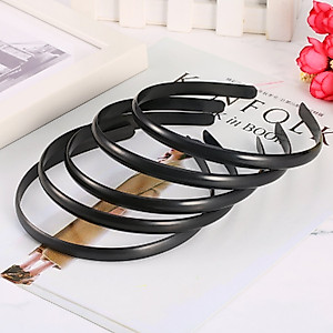 Hicarer 30 Pack Plastic Hair Headband 10 mm Plain No Teeth DIY Hair Bands Plain Headbands for Girl and Woman (Black)