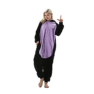 ULEEMARK Unisex Adult Onesie Animal Pajamas One Piece Halloween Costumes Cosplay Christmas Sleepwear Midnight Cat