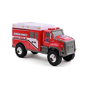 Mighty Fleet Rescue Force 12" Tough Cab Ambulance Toy w/Lights & Sounds, Realistic Design for Rugged Play, Ages 3+, Free Wheeling Play